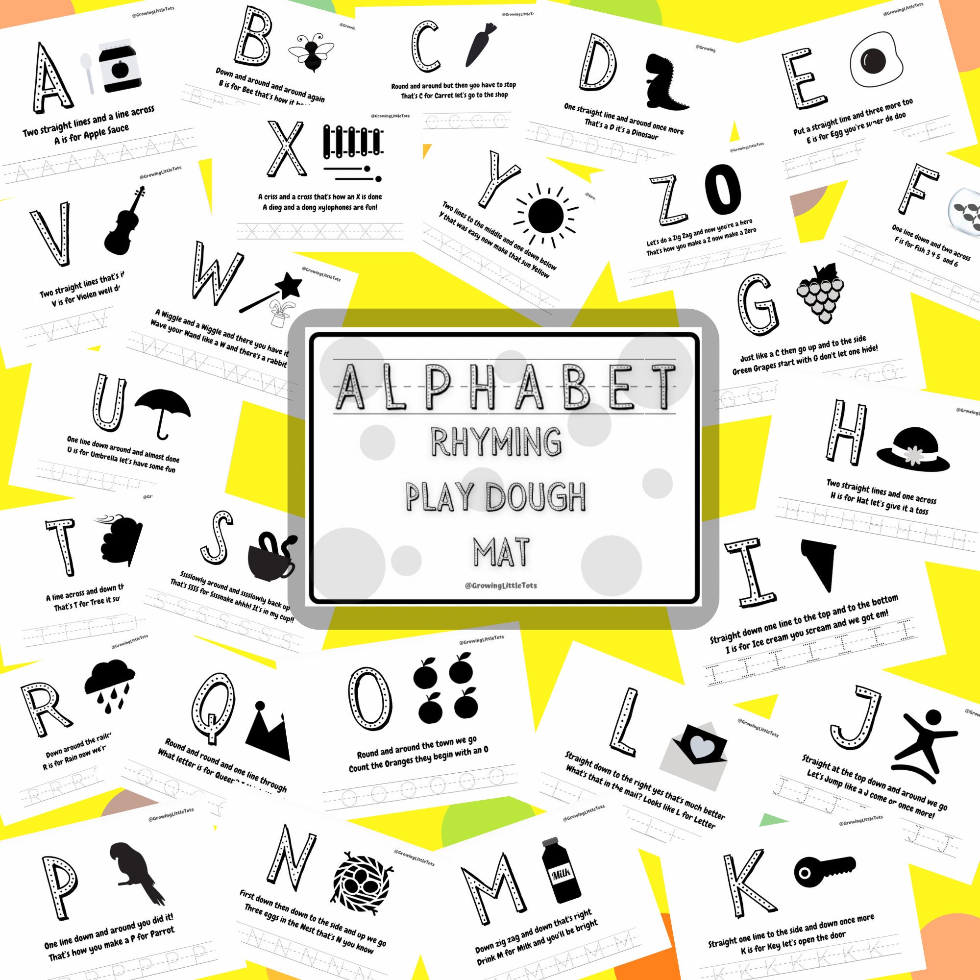 Alphabet Rhyming Play Dough Mat Alphabet Tracing Mat - Etsy