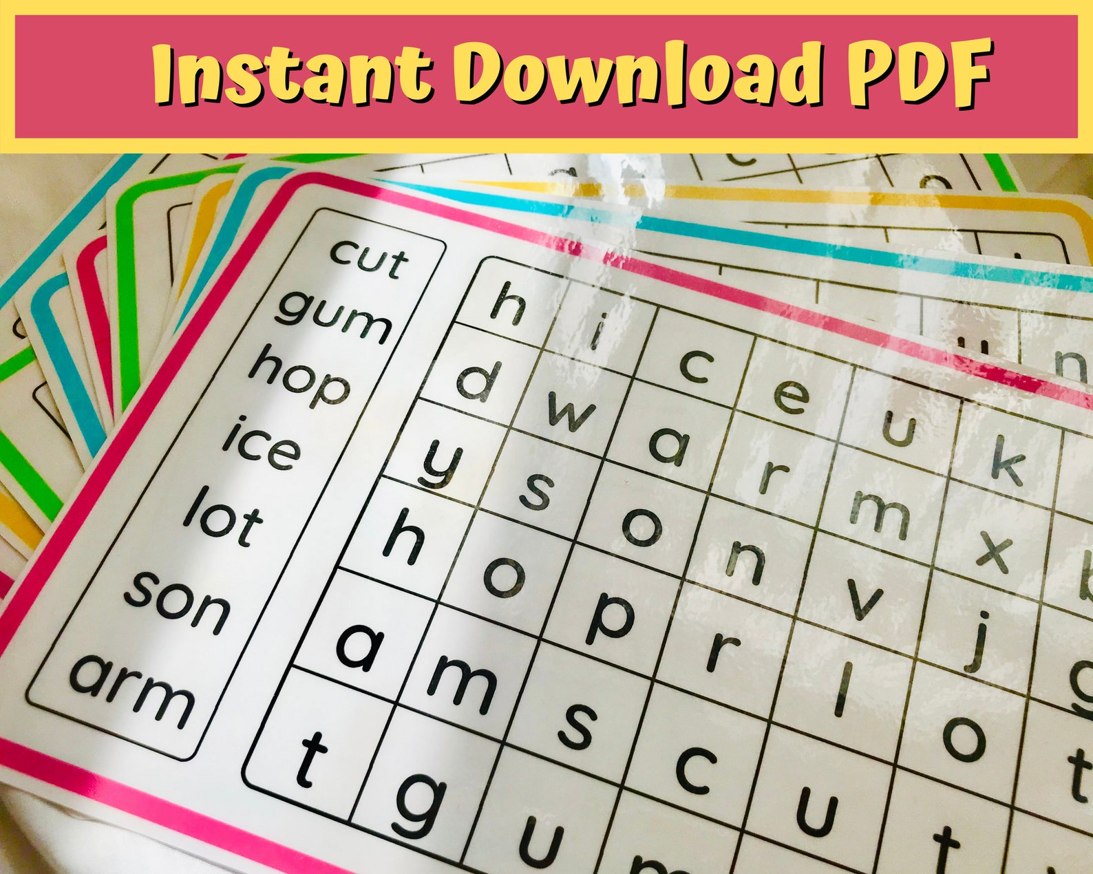 Preschool Word Search: 3 Letter Sight Words Activity (PDF) - Etsy