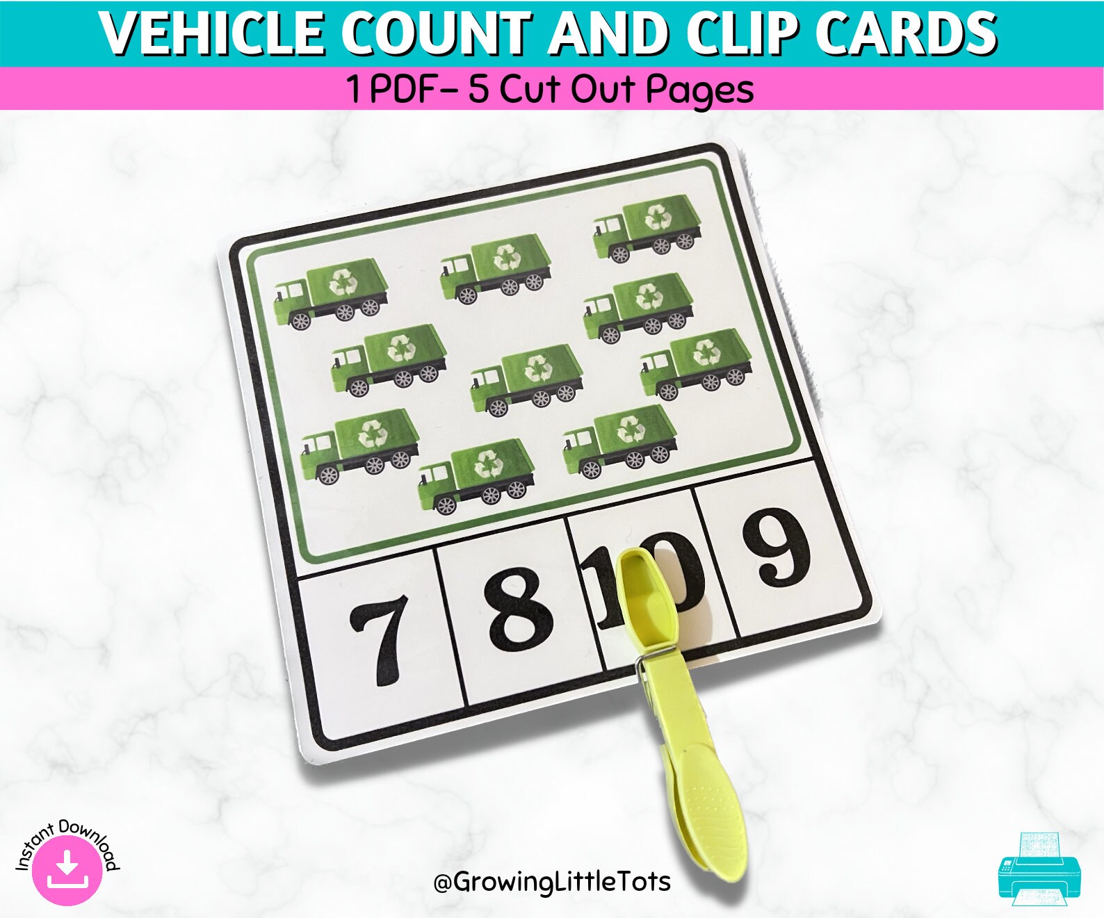 Vehicle Count and Clip Cards 1-10, Number Counting Activity, Prek Math ...