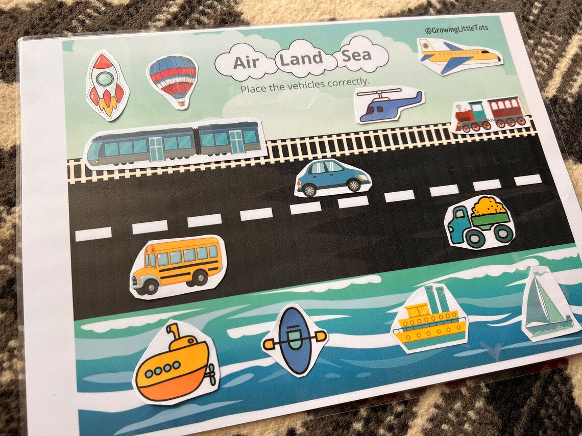 Air Land Sea Activity Transportation Sorting Game Preschool - Etsy UK