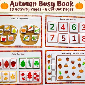 Autumn Busy Book Printable, Toddler Busy Book, Printable Busy Book ...