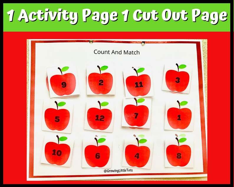 Count and Match Apples Printable Preschool Busy Book - Etsy