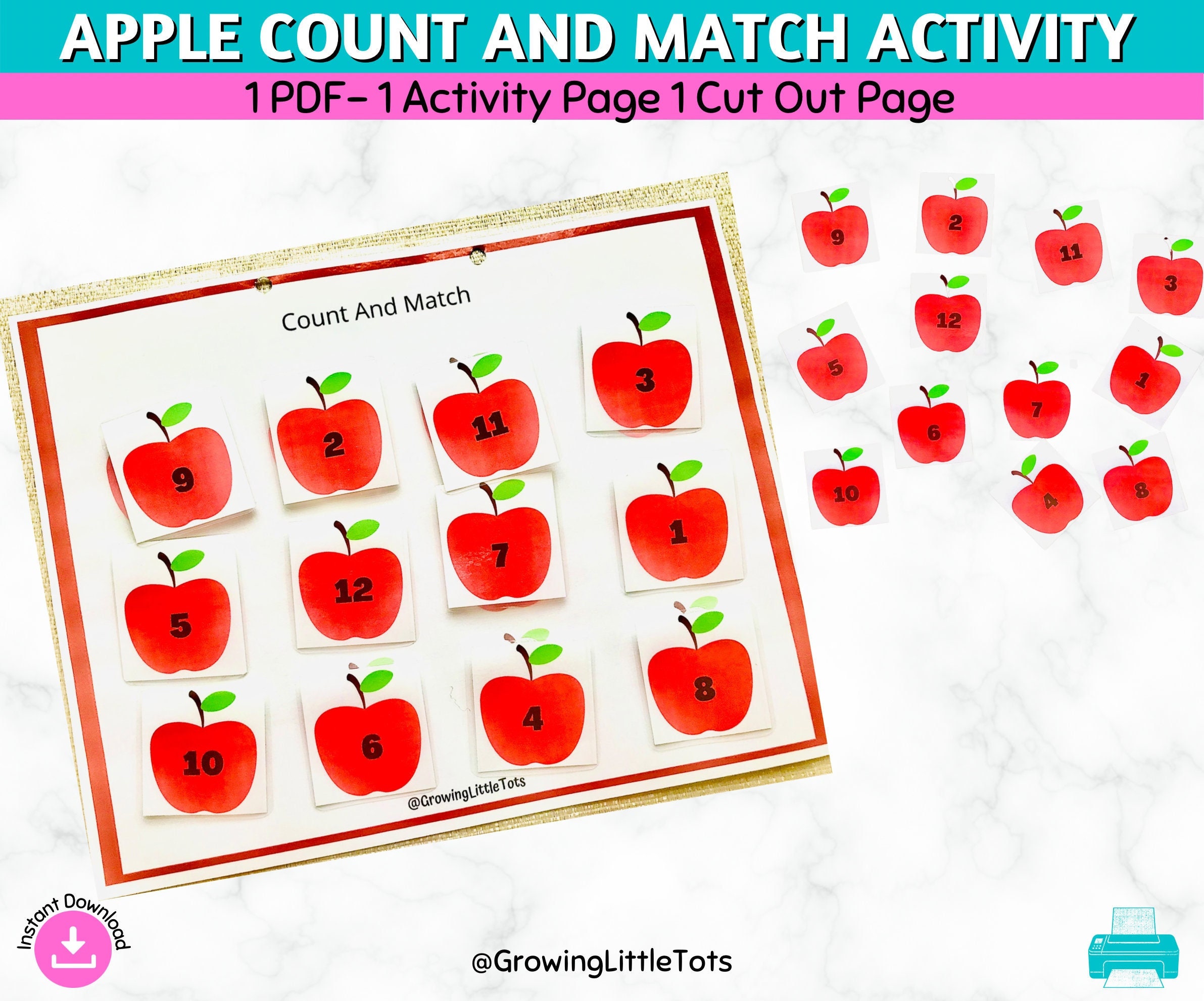 Count and Match Apples Printable Preschool Busy Book - Etsy