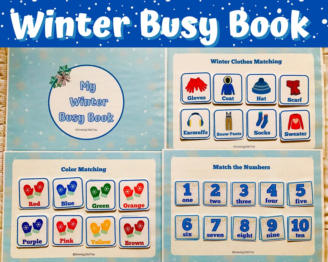 Winter Busy Book Printable, Winter Learning Binder, Preschool Learning ...