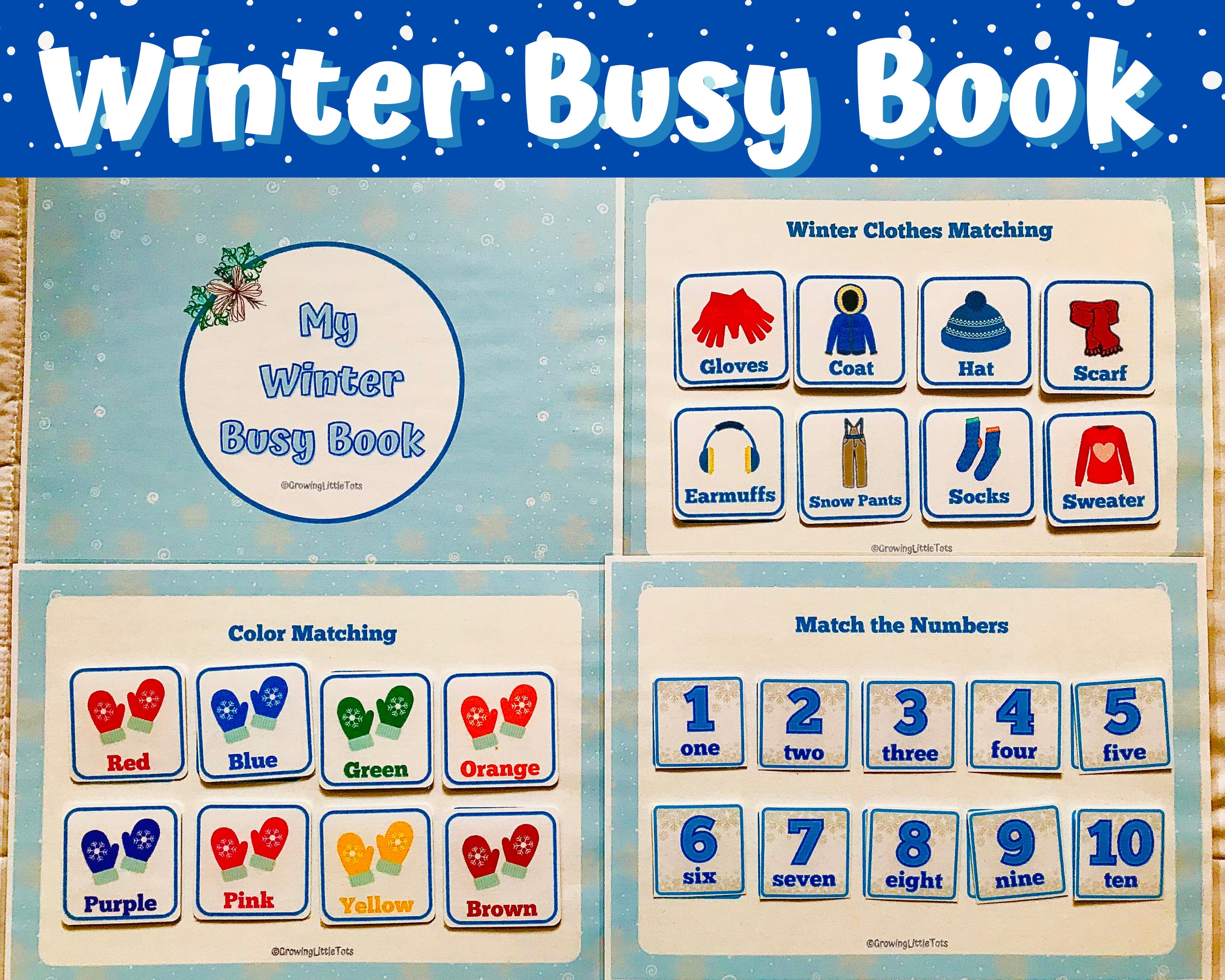Winter Busy Book Printable, Winter Learning Binder, Preschool Learning ...