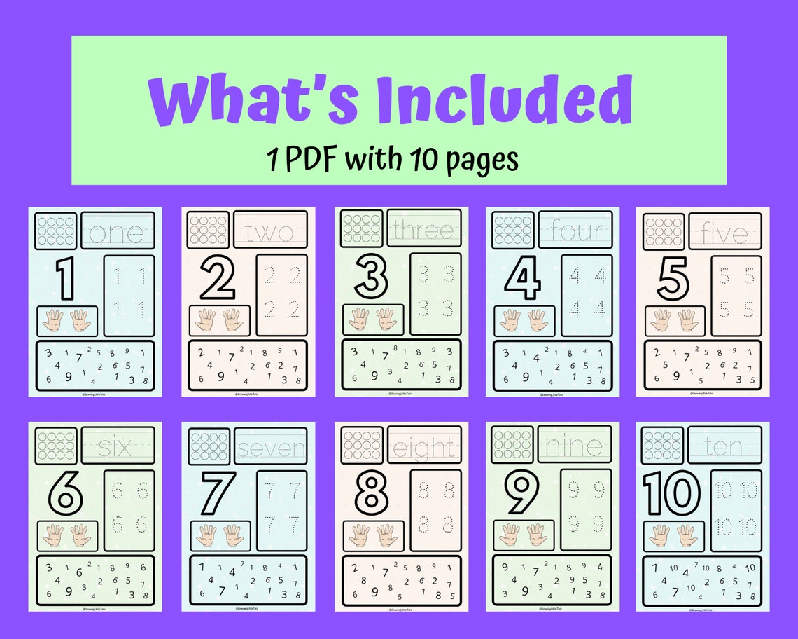 Number 1-10 Tracing Mat Printable Play Dough Mat Tracing Activity ...