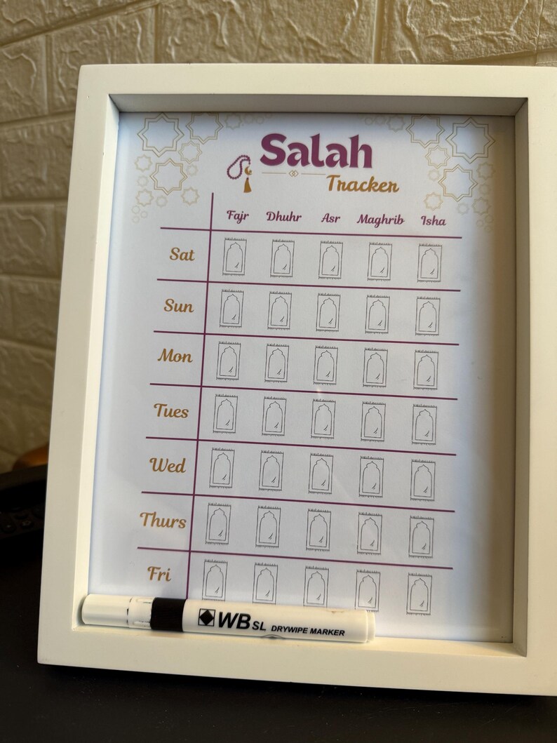 Salah Tracker Printable, Daily Salah Tracker, Salah Chart, Prayer Chart ...