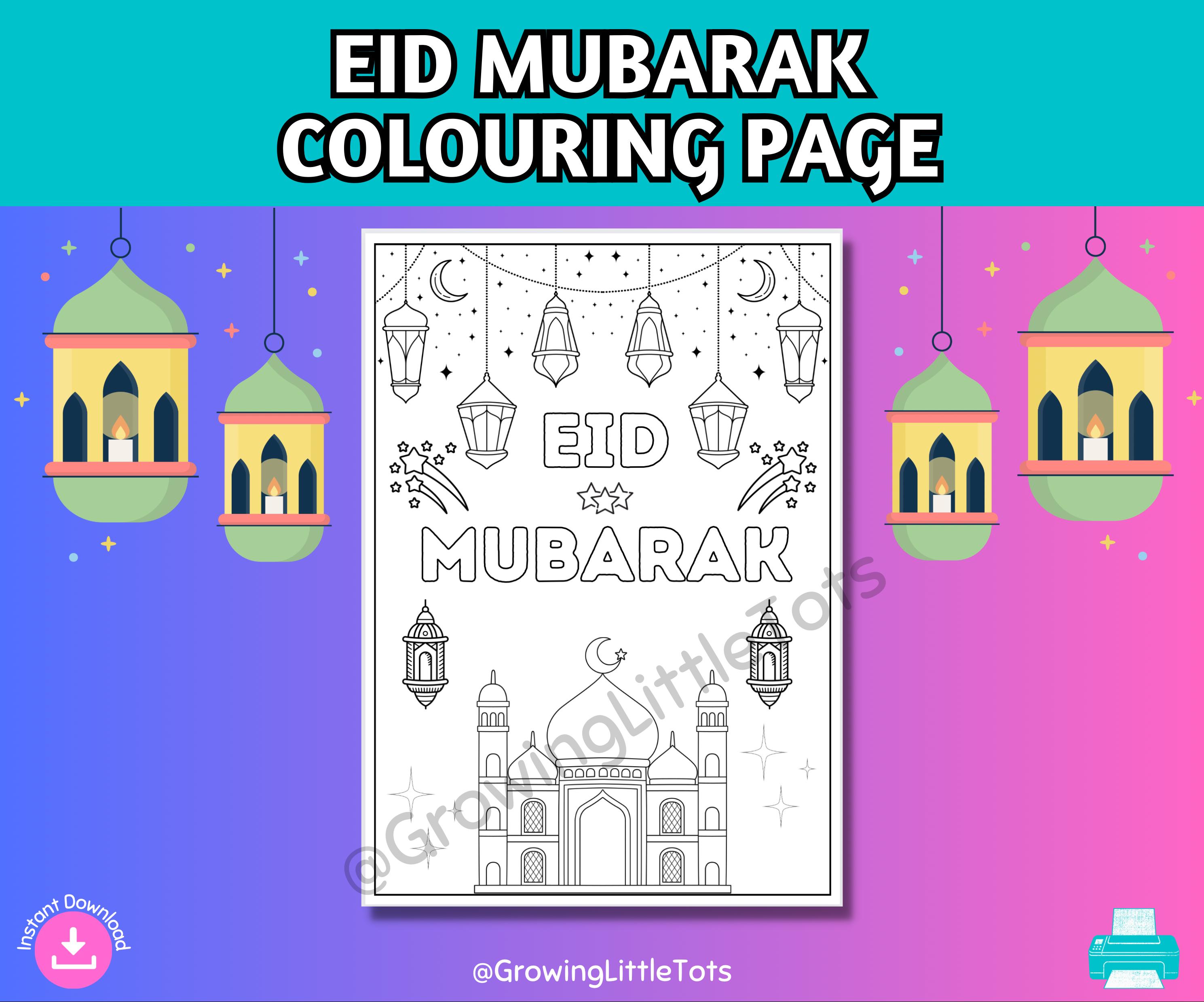 Eid Mubarak Colouring Page - Etsy