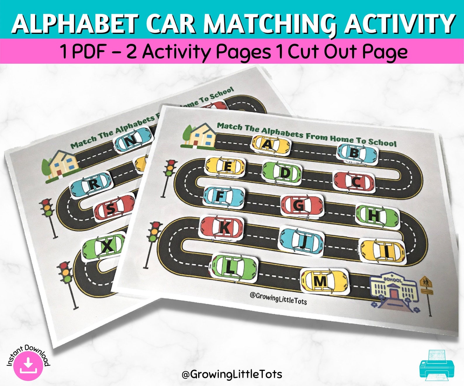 Alphabet Car Matching Activity | Car Busy Book | Toddler Printable ...
