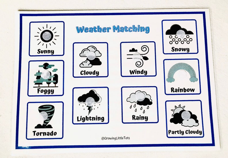 Weather Matching Activity Preschool Busy Book Activity - Etsy