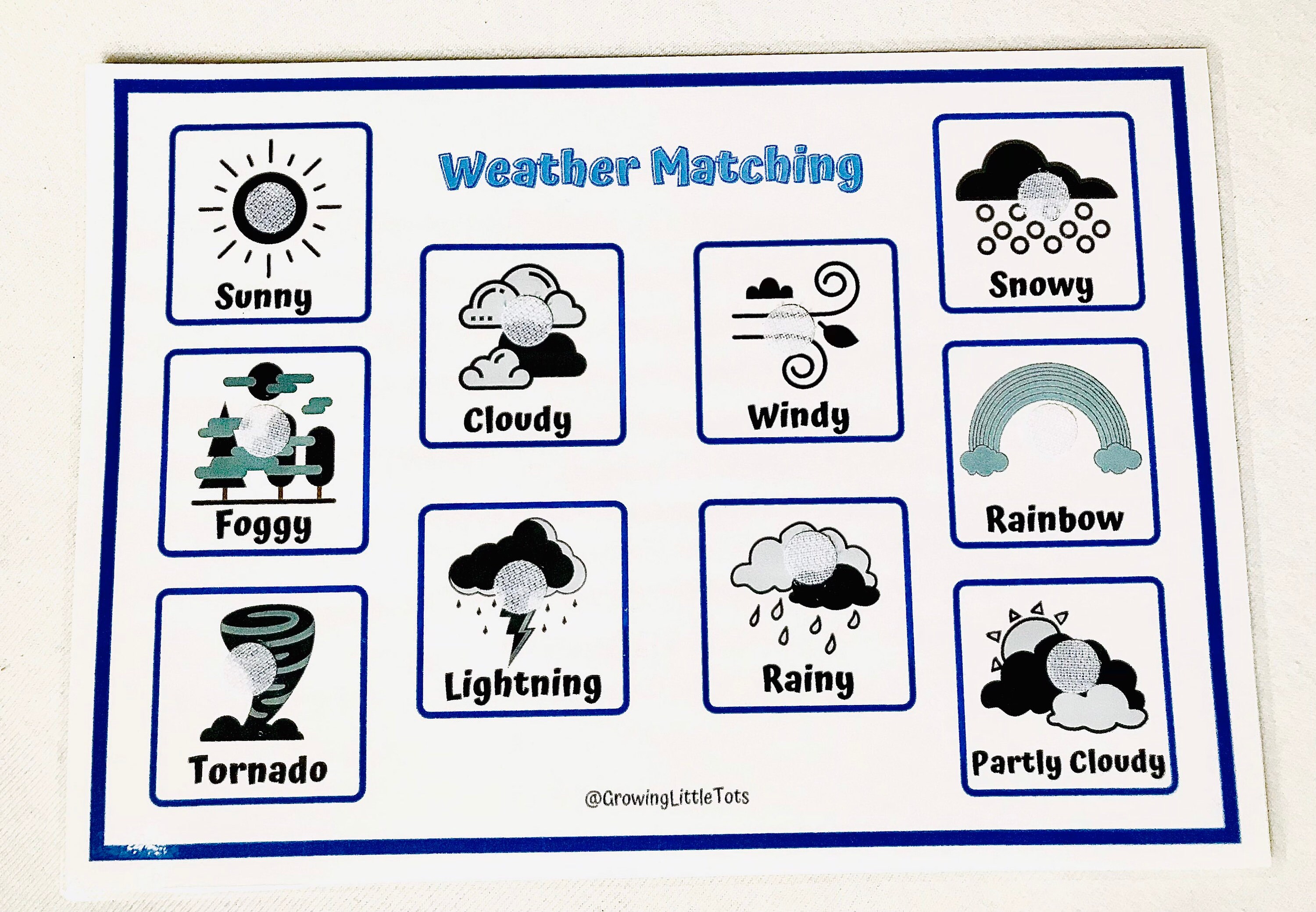 Weather Matching Activity PreSchool Busy Book Activity | Etsy