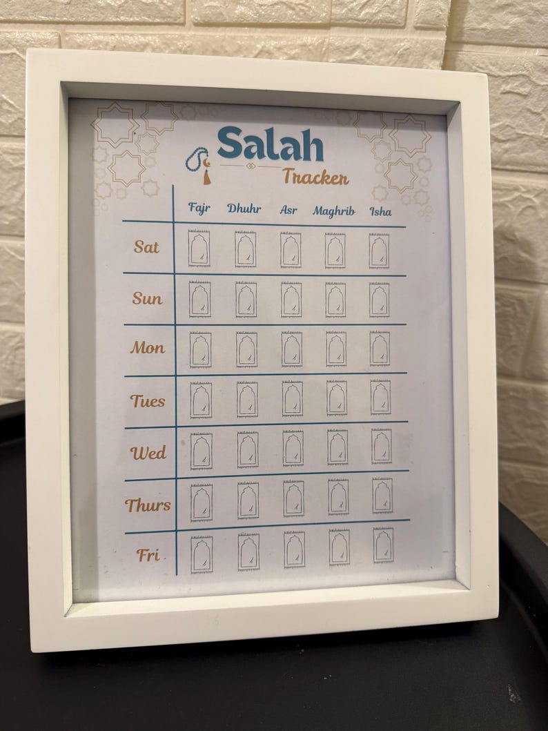 Salah Tracker Printable, Daily Salah Tracker, Salah Chart, Prayer Chart ...