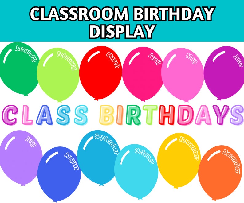 Balloon Theme Classroom Birthday Board (printable) - Etsy