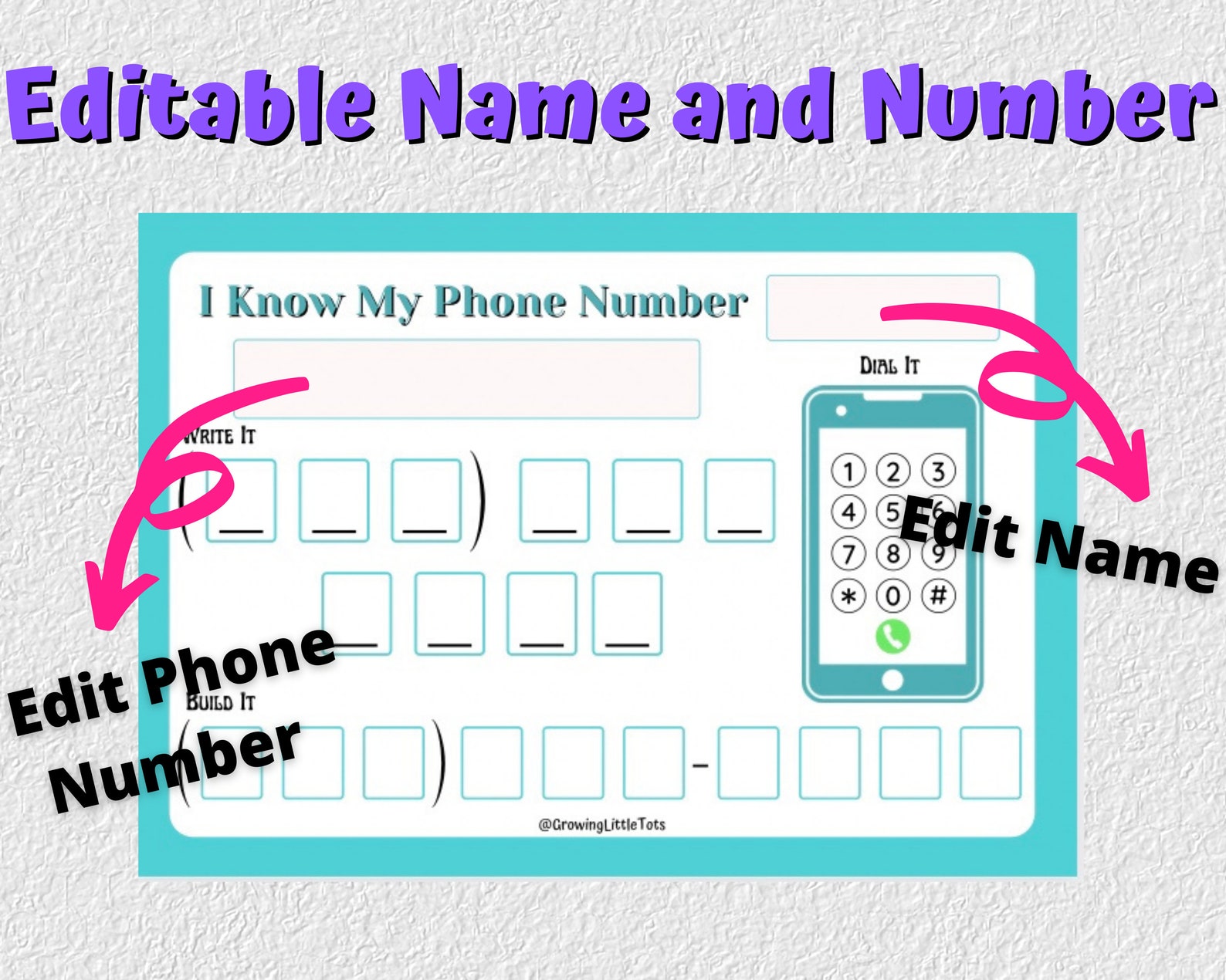 Phone Number Practice Activity Printable, Busy Book, I Know My Phone ...
