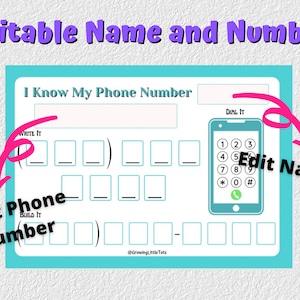Phone Number Practice Activity Printable, Busy Book, I Know My Phone ...