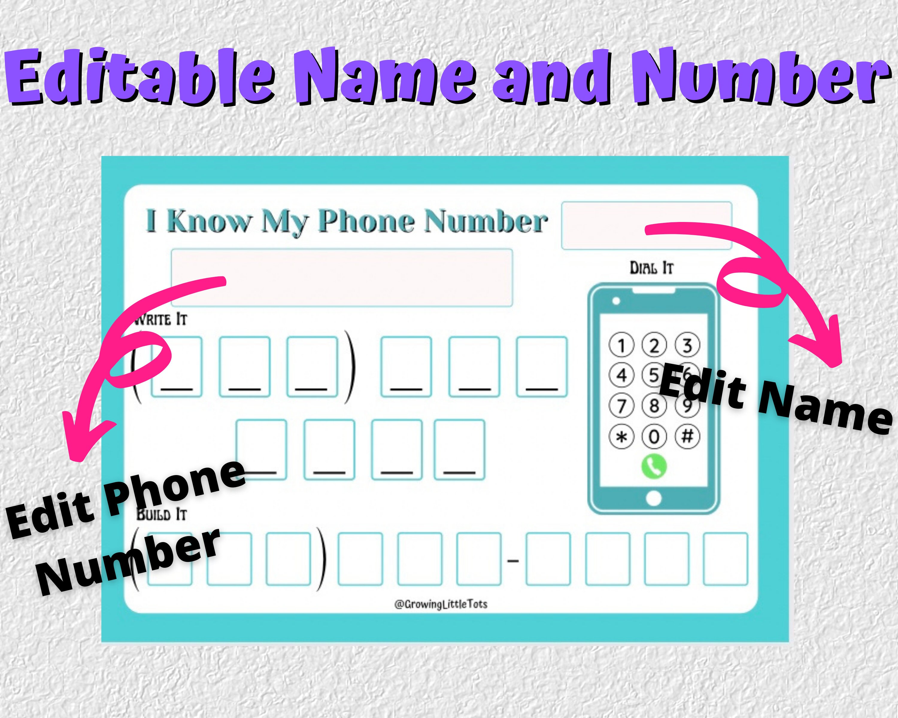 Phone Number Practice Activity Printable, Busy Book, I Know My Phone ...