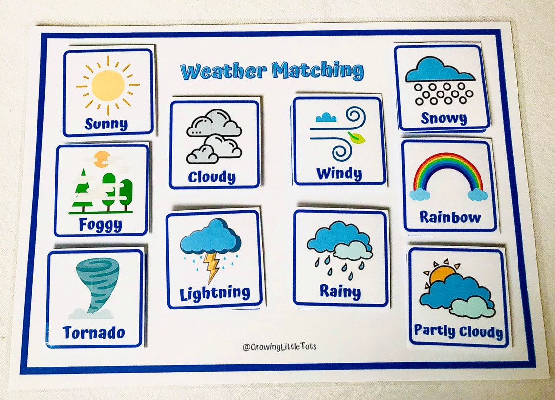 Weather Matching Activity Preschool Busy Book Activity - Etsy
