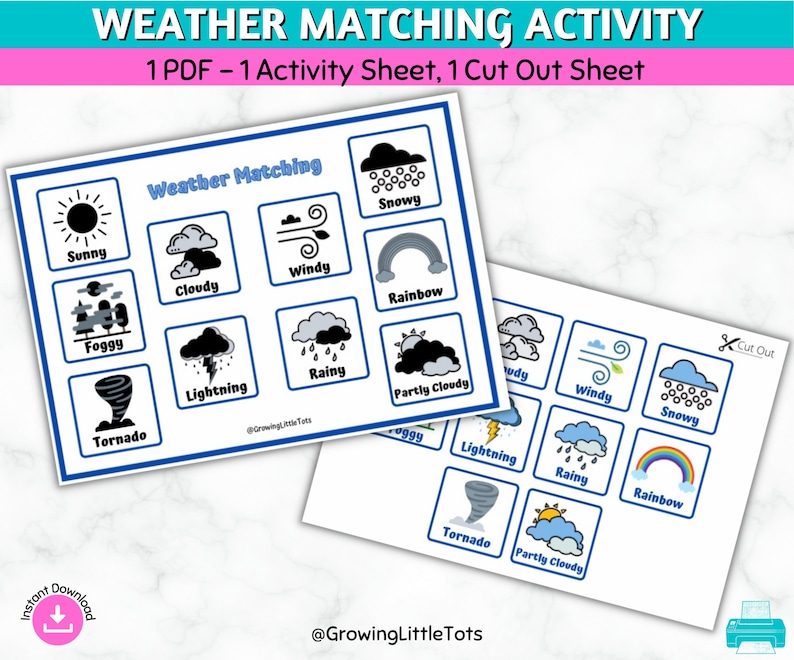 Weather Matching Activity Preschool Busy Book Activity - Etsy