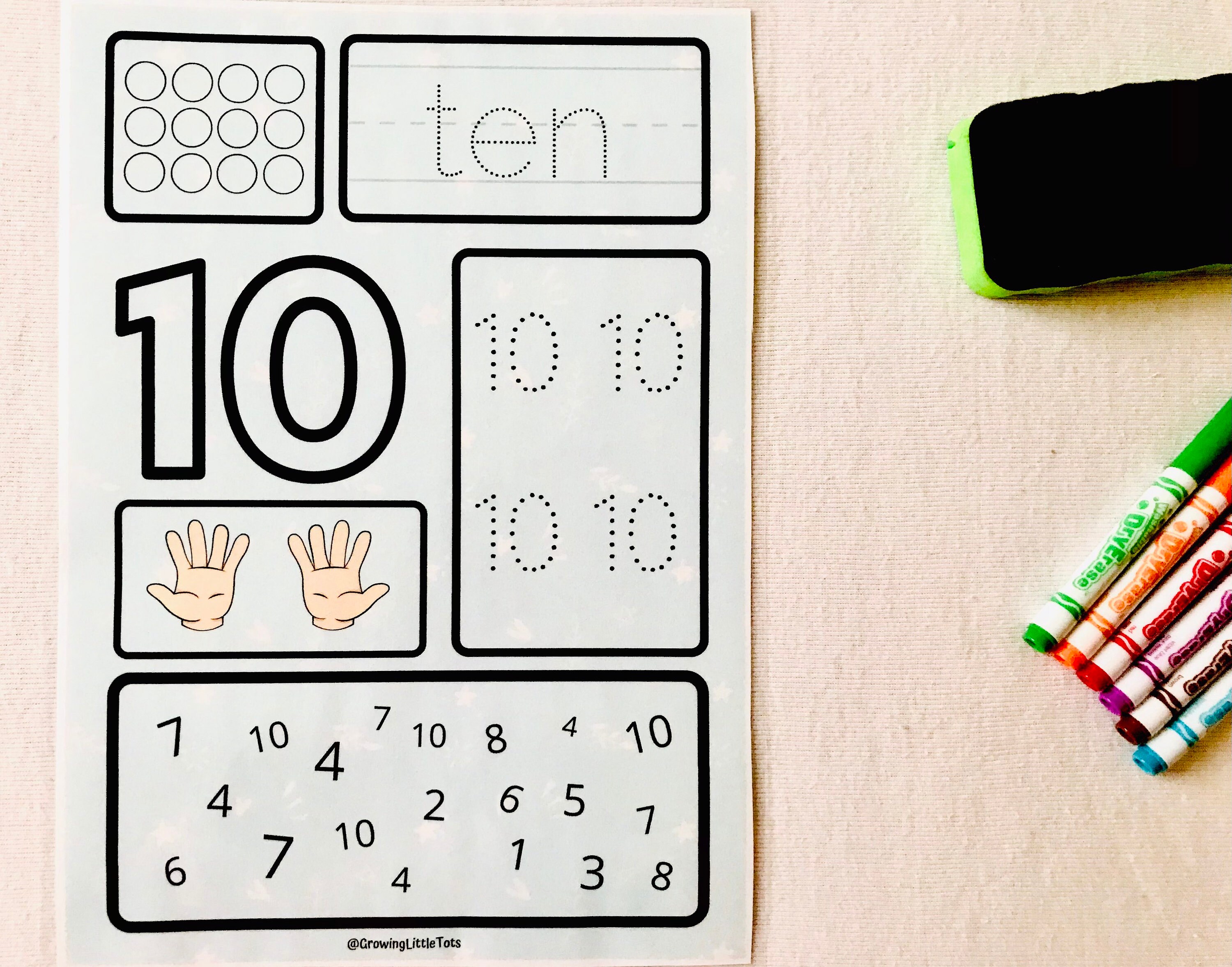 Number 1-10 Tracing Mat Printable | Play Dough Mat | Tracing Activity ...