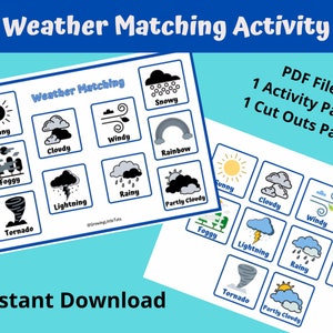 Weather Matching Activity Preschool Busy Book Activity | Etsy