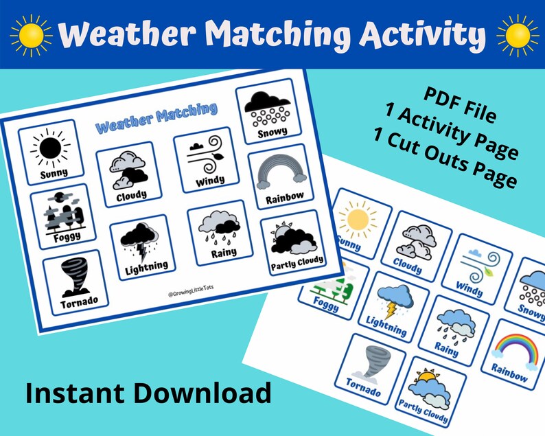 Weather Matching Activity Preschool Busy Book Activity | Etsy