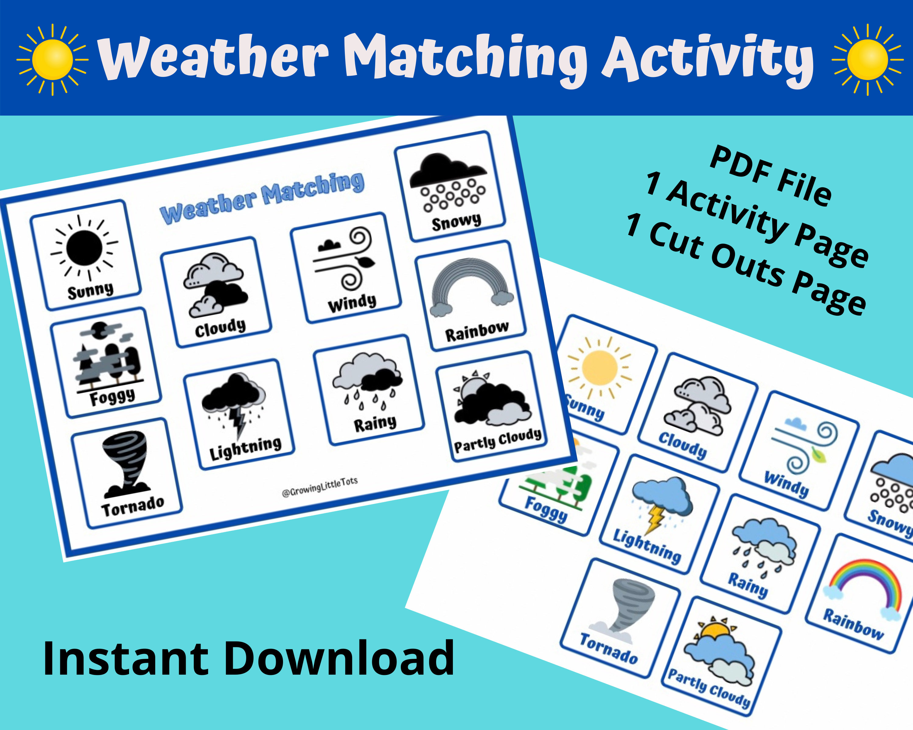 Weather Matching Activity Preschool Busy Book Activity | Etsy