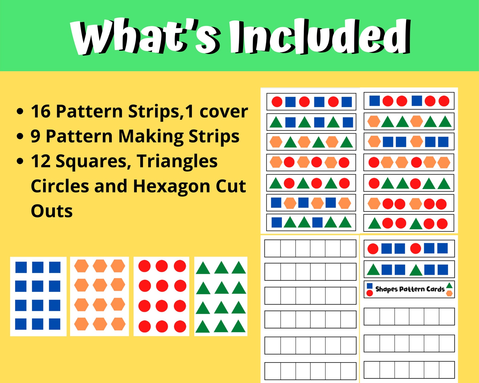 Shapes Pattern Cards | Pattern Strips | Preschool Pattern Activity | AB ...