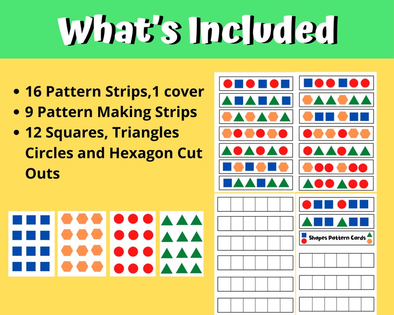 Shapes Pattern Cards | Pattern Strips | Preschool Pattern Activity | AB ...
