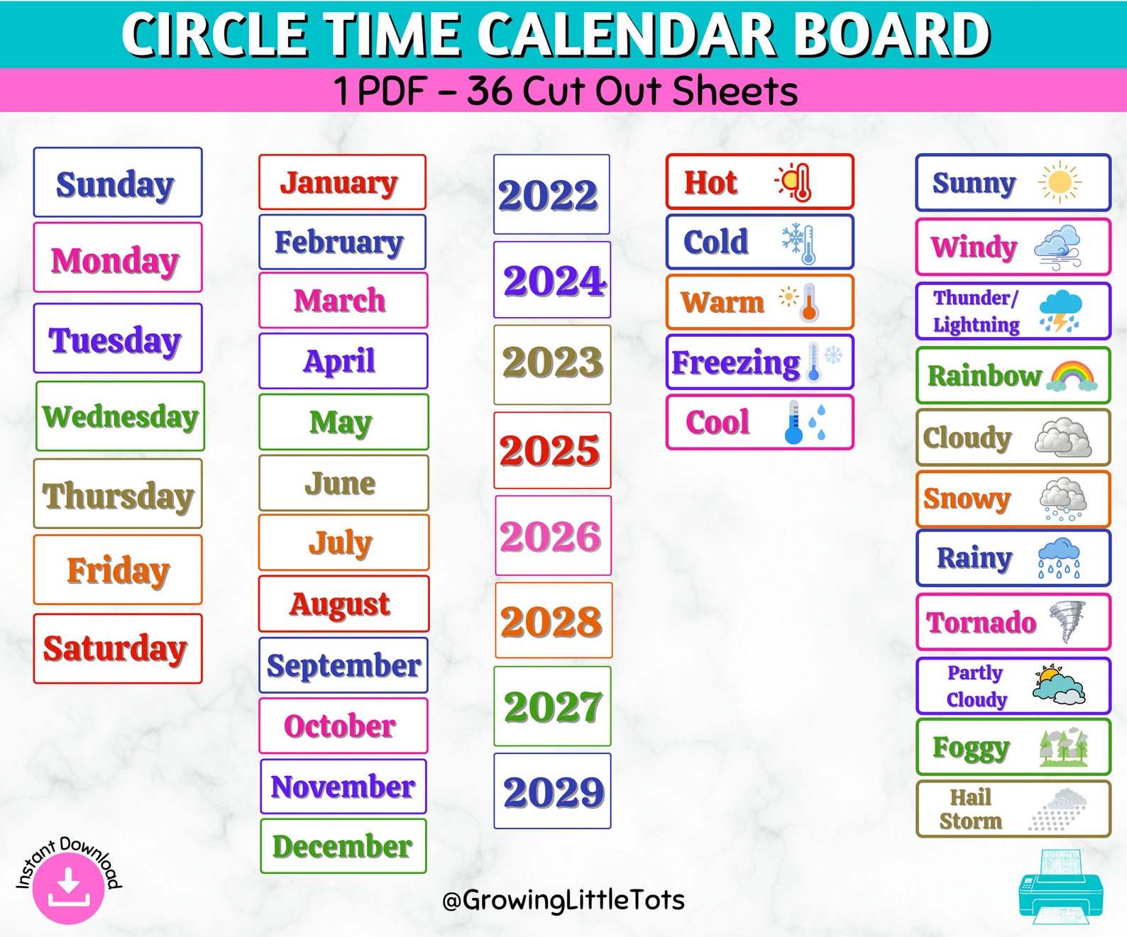 Circle Time Calendar Board Printable: Homeschool Class Focus (PDF) - Etsy