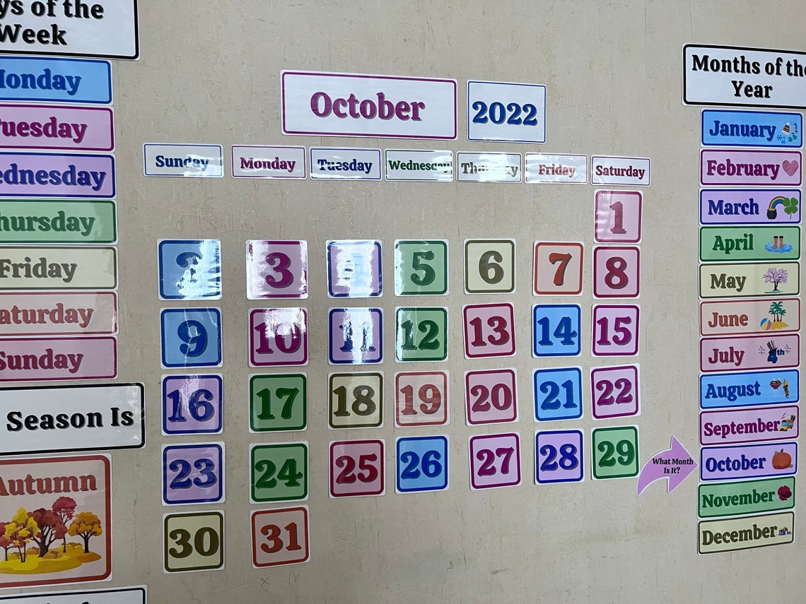 Circle Time Calendar Board Printable, Months of the Year, Days of the ...