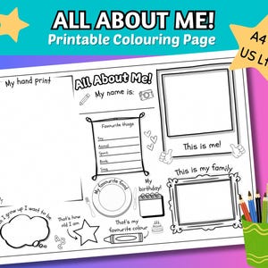 All About Me, All About Me Worksheet, Back to School Classroom Activity ...