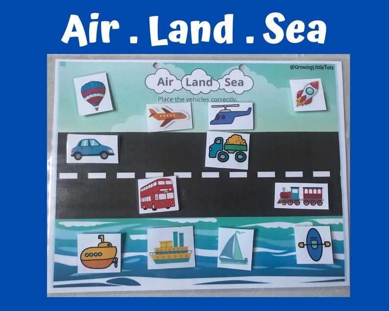 Air Land Sea Activity Transportation Sorting Game Preschool | Etsy