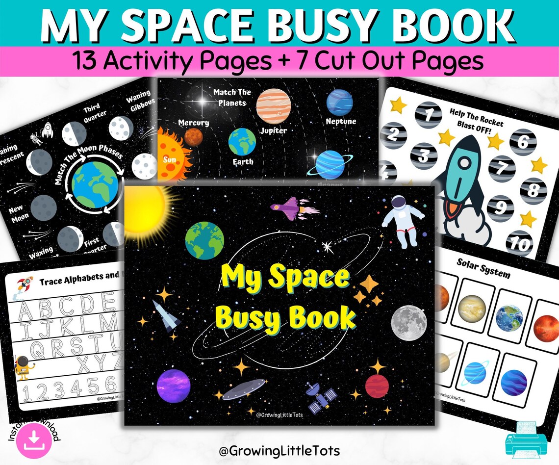 Space Busy Book, Pre-k Learning Binder, Kindergarten Busy Book, Solar ...