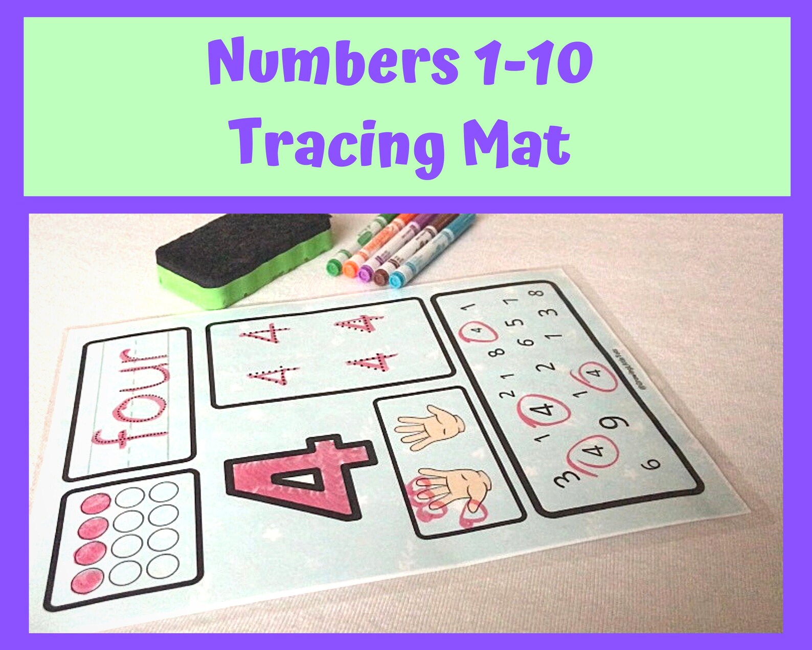 Number 1-10 Tracing Mat Printable Play Dough Mat Tracing - Etsy