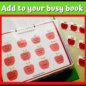 Count and Match Apples Printable | Preschool Busy Book Activity | 1-12 ...