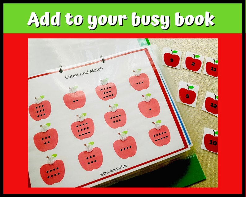 Count and Match Apples Printable Preschool Busy Book - Etsy
