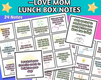 24 Printable Lunch Box Notes From Mom , Dad , Affirmation Cards for ...