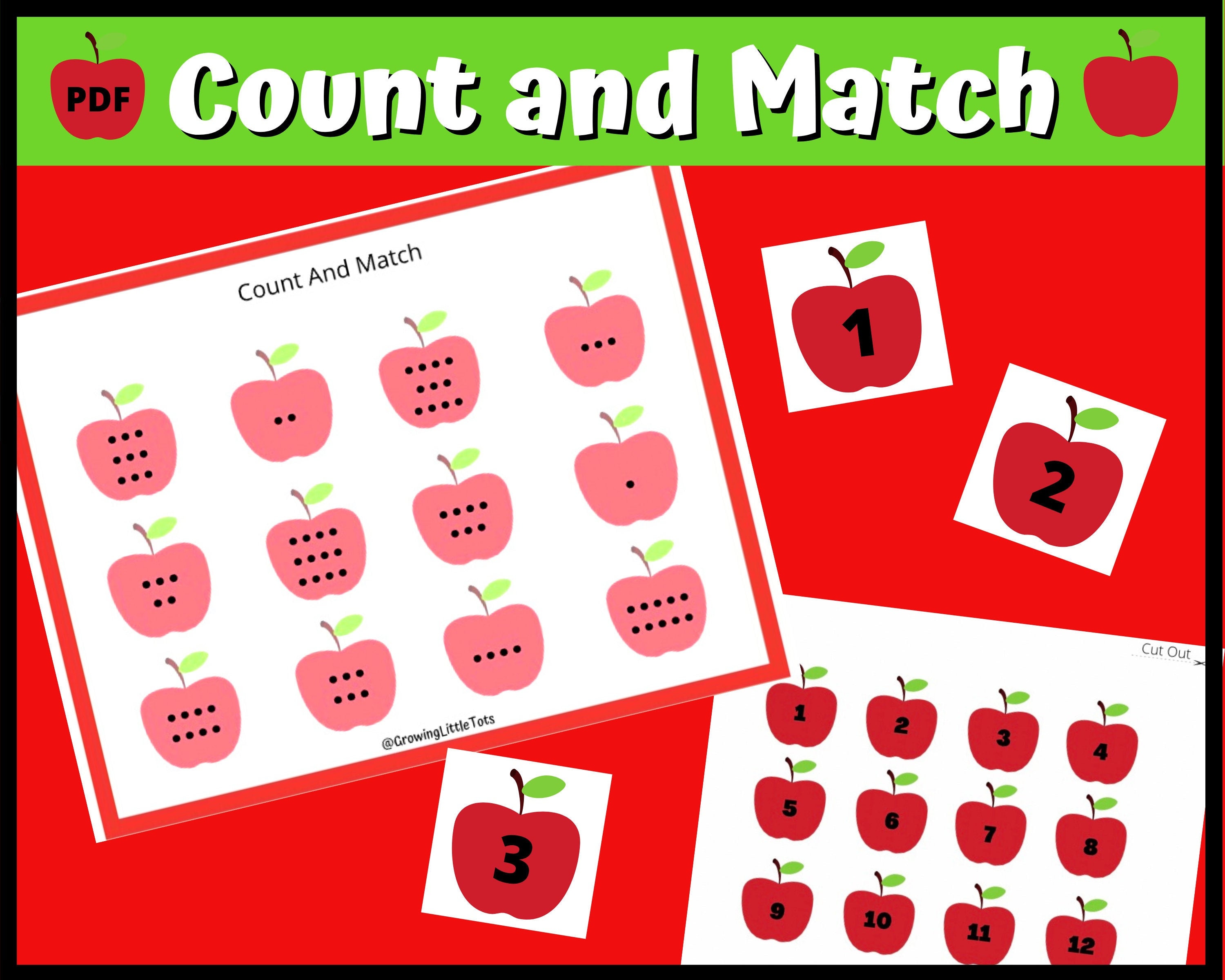 Count and Match Apples Printable Preschool Busy Book - Etsy
