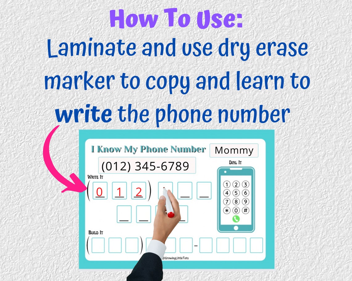 Phone Number Practice Activity Printable, Busy Book, I Know My Phone ...