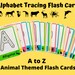 Alphabet Tracing Flash Cards, Animal Themed Flash Cards, Preschool ...