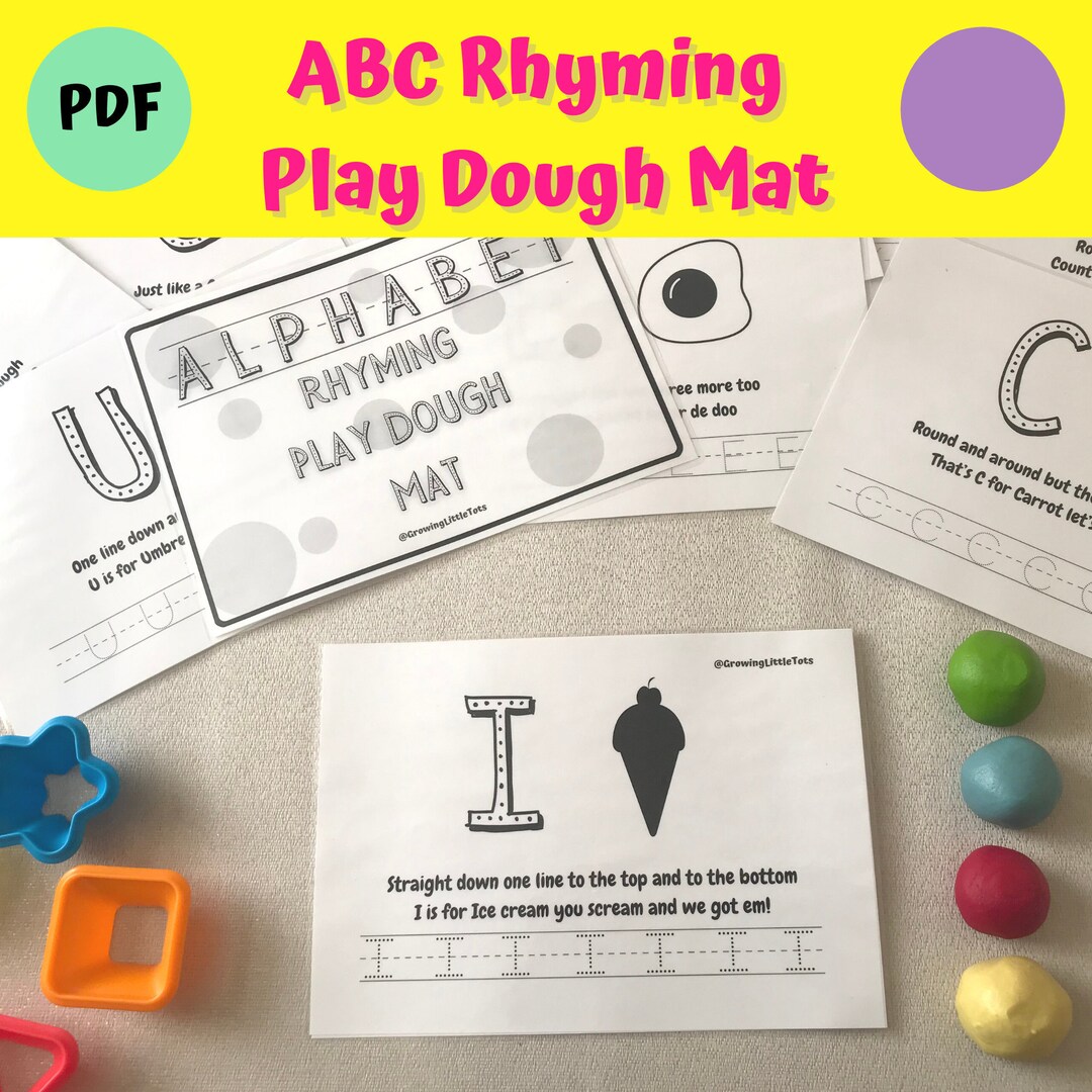 Alphabet Rhyming Play Dough Mat | Alphabet Tracing Mat | Printable ...