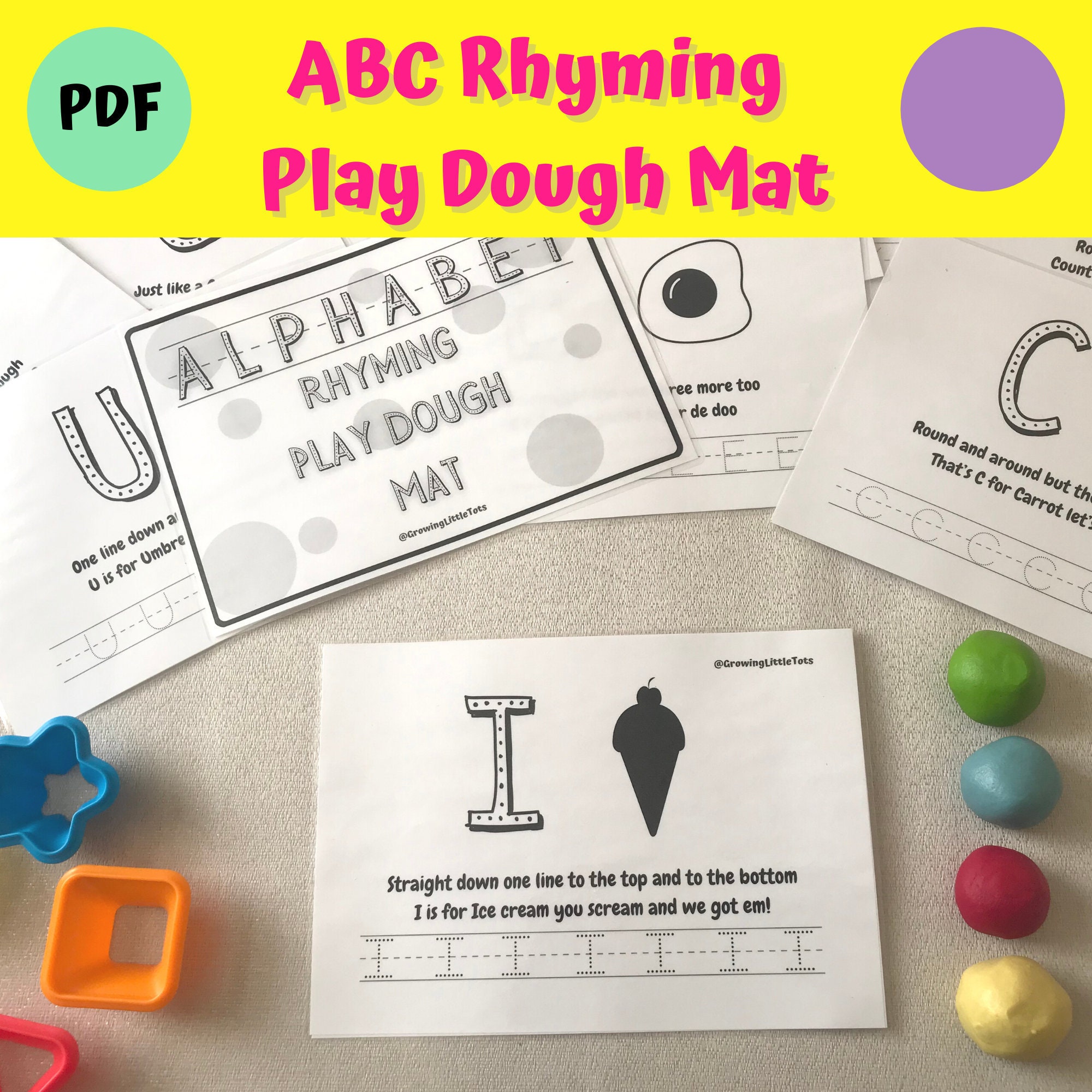 Alphabet Rhyming Play Dough Mat Alphabet Tracing Mat - Etsy