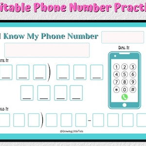 Phone Number Practice Activity Printable, Busy Book, I Know My Phone ...