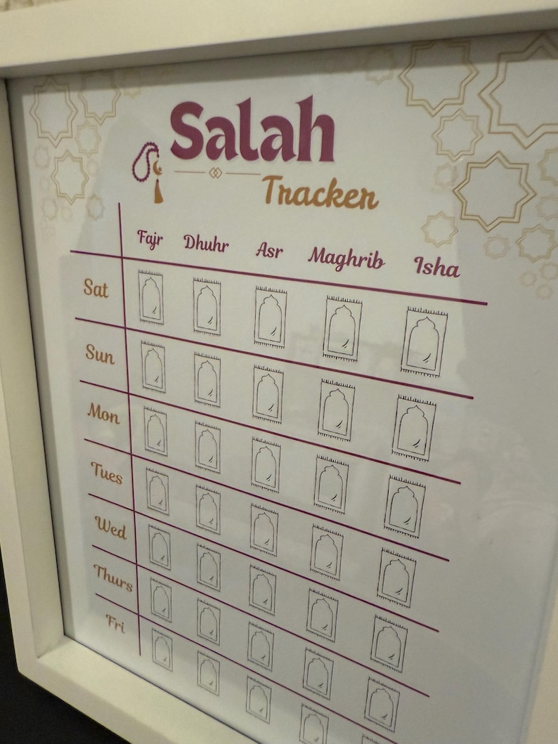 Salah Tracker Printable, Daily Salah Tracker, Salah Chart, Prayer Chart ...