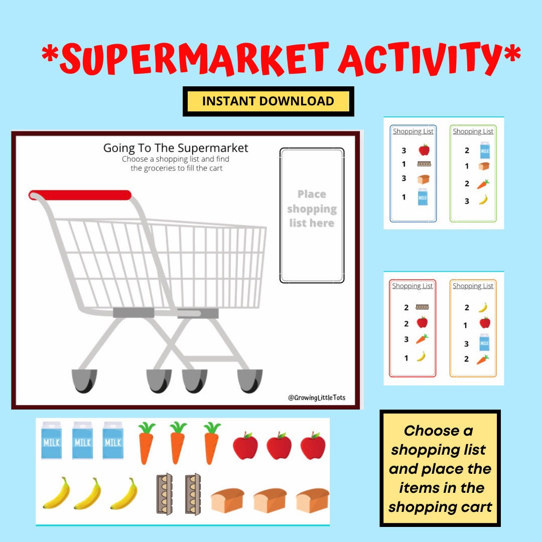 Supermarket Activity | Pre-school Activity Sheet - Etsy UK