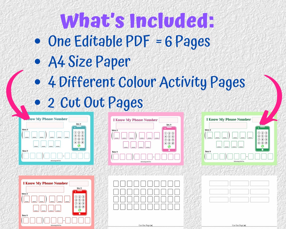 Phone Number Practice Activity Printable, Busy Book, I Know My Phone ...