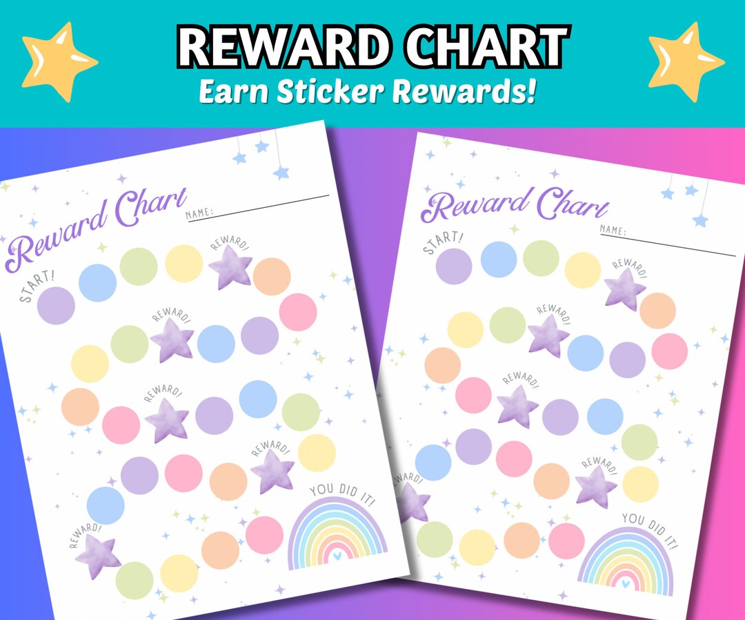 Printable Kids Reward Chart, Rainbow Sticker Chart for Kids, Behavior ...