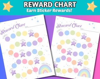 Printable Reward Chart, Rainbow Sticker Chart, Instant Download ...