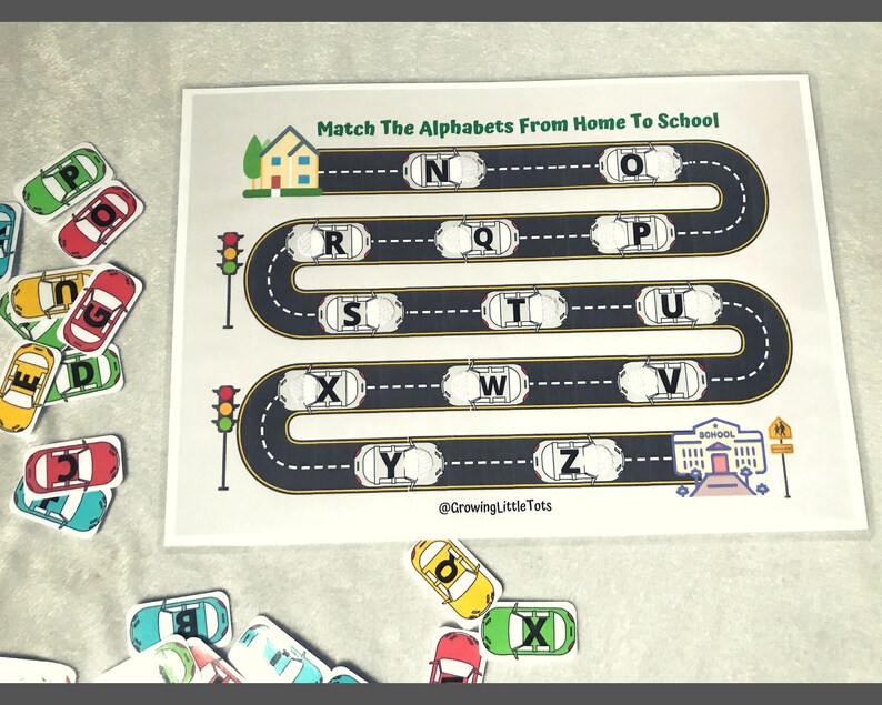 Alphabet Car Theme Printable, Toddler Learning Binder, Letter Matching ...