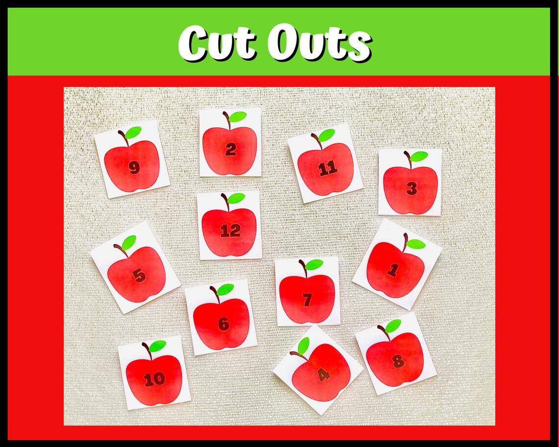 Count and Match Apples Printable Preschool Busy Book Activity 1-12 ...
